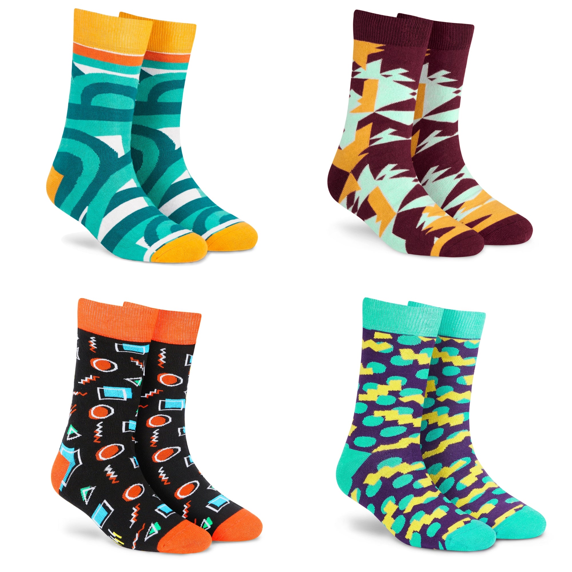 Colorful Designer Premium Cotton Crew Length Socks bundle- Pack of 4 ...